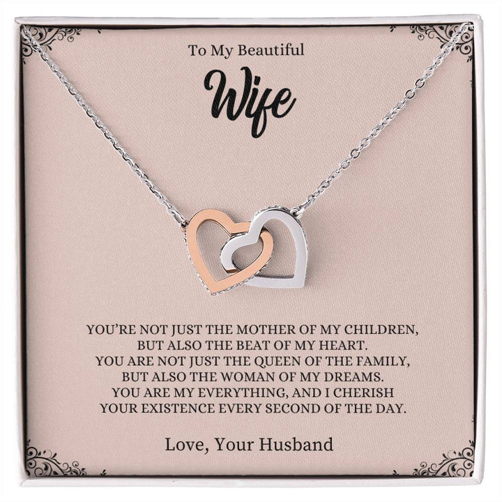 To My Beautiful Wife Interlocking Hearts necklace